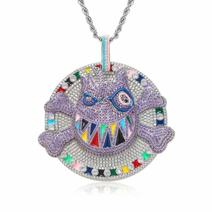 BES Hip Hop Jewelry Iced Out Custom Skull Pendant Glow in the Dark ...