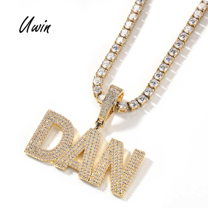 Personalized Iced Out 3 Layer Capital Letter Pendant Necklace