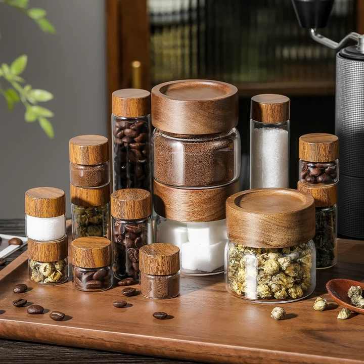 Custom Acacia Wood Lid Glass Jars - Perfect for Food