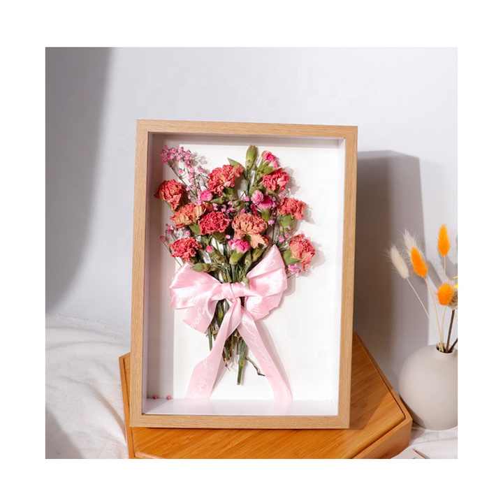 Custom Dried Flower Photo Frame - Wood Shadow Box Display