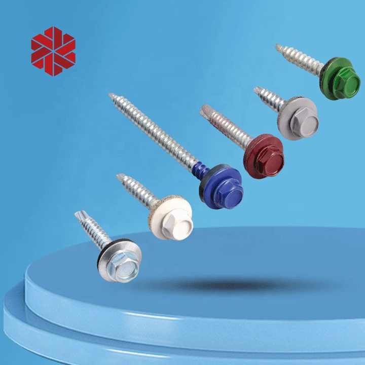 Colorful Hex Head Self Drilling Screws Galvanized Indented Bi-hex ...