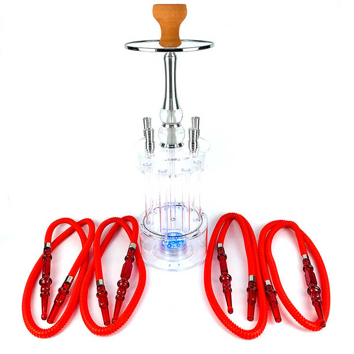 4 Hose Led Light New Electric Acrylic Tall Shisha Hookah Set Creative ...