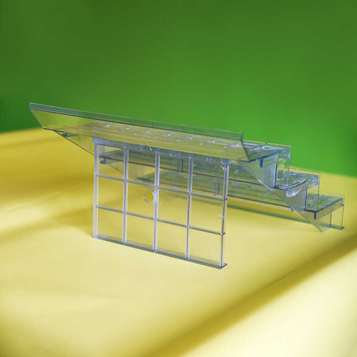 Supermarket Transparent Three Staircase Display Table Glass Display ...
