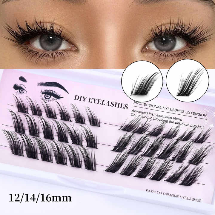 Individual Winged Fox Eye Pre Cut Lashes Cluster Diy Segment L Curl ...