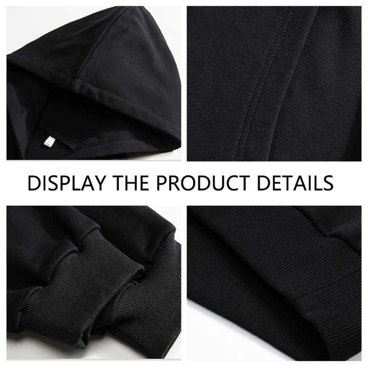 Wholesale 410gsm Fleece Full Double Zip No Drawstring Hoodie Oems ...