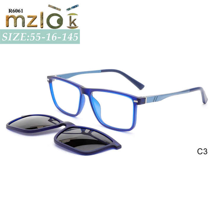 Unisex TR90 Sunglasses Square Shape Eyeglasses Frame with Magnetic Clip ...