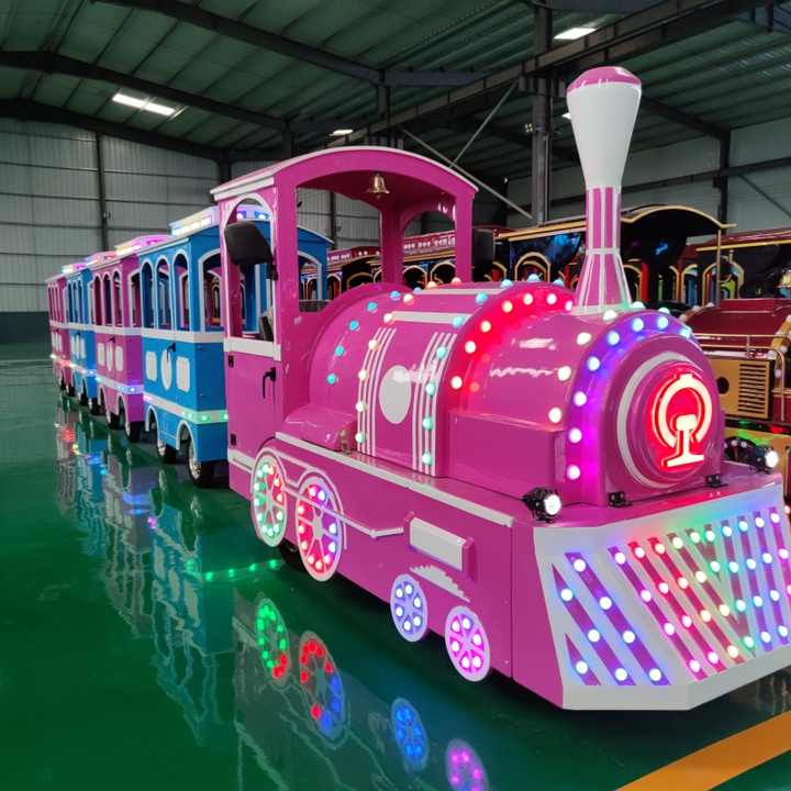 Pink Electric Trackless Sightseeing Train for Kids Indoor Shopping Mall ...
