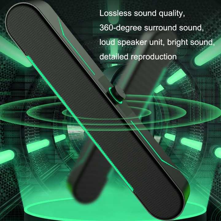 A39 RGB Luminous Stereo Gaming Soundbar - Computer Speaker Bar