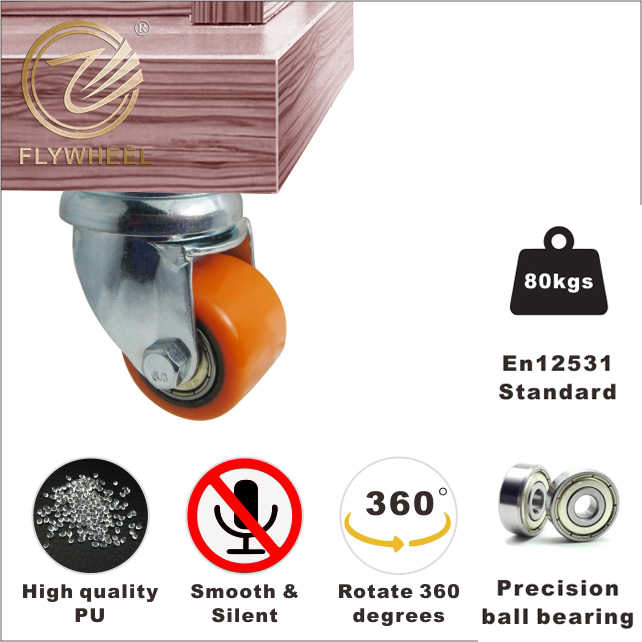 Low Profile Medical Caster - 1.4 Inch Heavy Duty Wheel