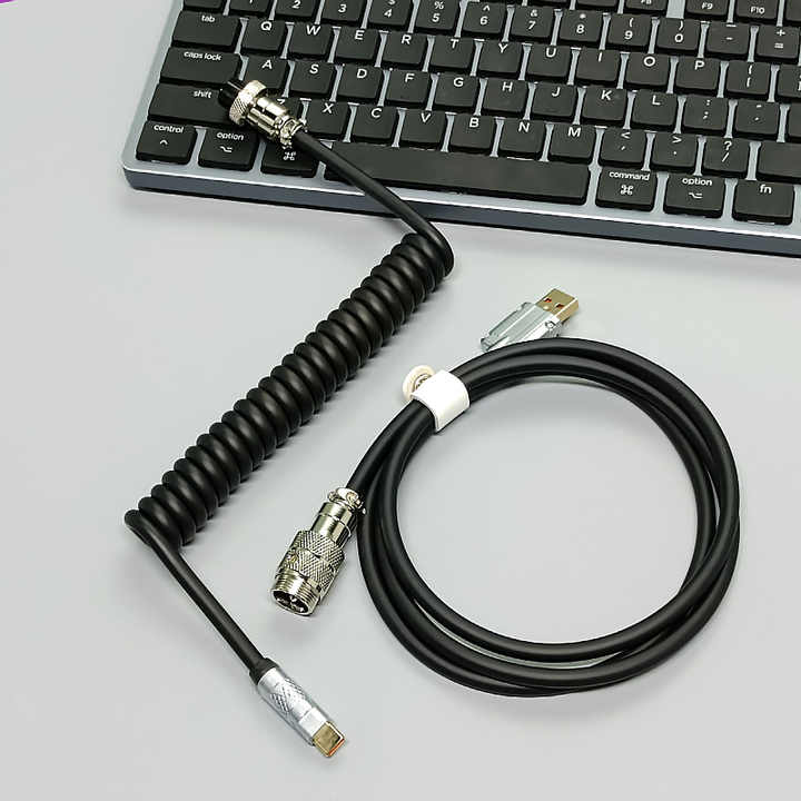 PU6.0 Mechanical Keyboard Custom Coiled Cable RGB Color Light Wire Type ...
