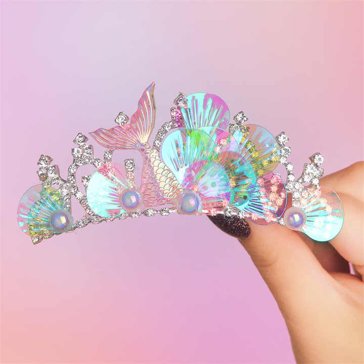 Wholesale Mermaid Kids Crown Hair Comb for Princess Party