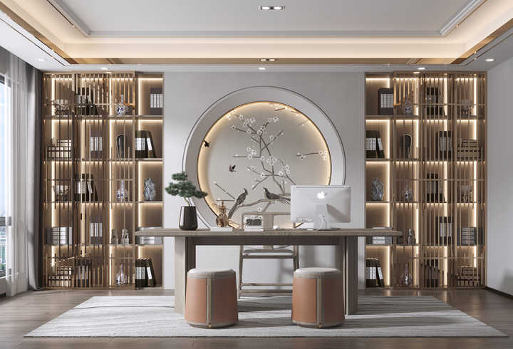 Modern Chinese Design Cabinet Bookshelf Black Wooden Bookcase for Home ...