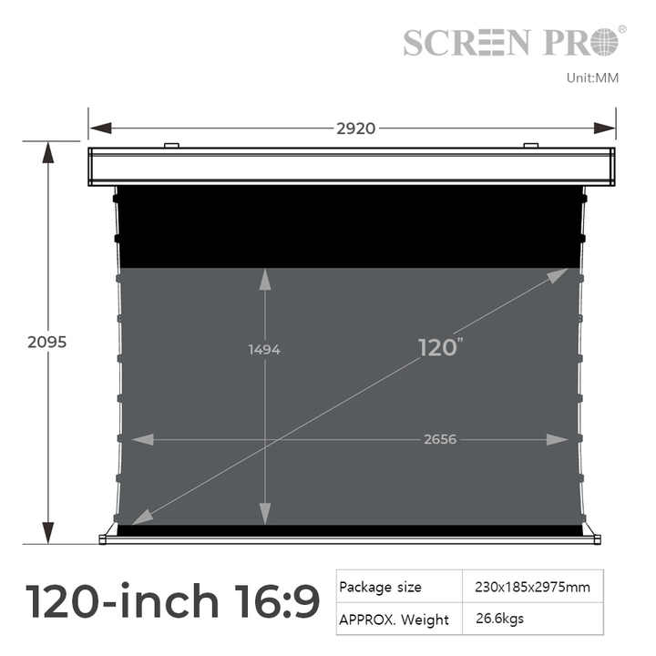 SCREEN PRO Motorized Tab-Tensioned ALR Screen 120 Inch 16:9