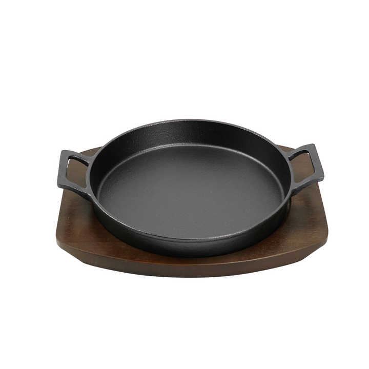 High Quality Cast Iron BBQ Roasting Pan Round Serving Frying Dish with ...