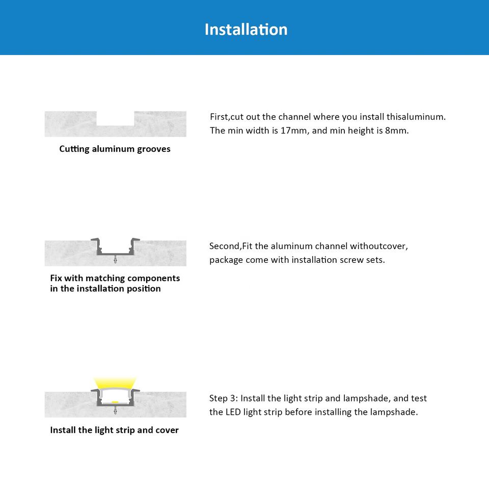 Aluminum Profile for Led Strips 048A Recessed Trim Linear Light Led ...