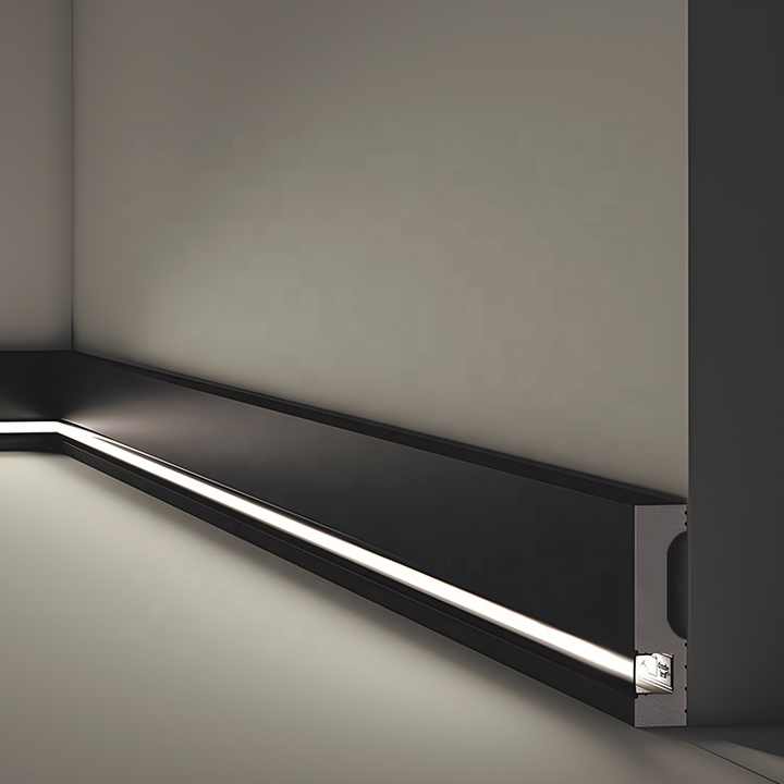 Hotel Modern LED Channel Wall Baseboard Black Mouldings Polystyrene ...