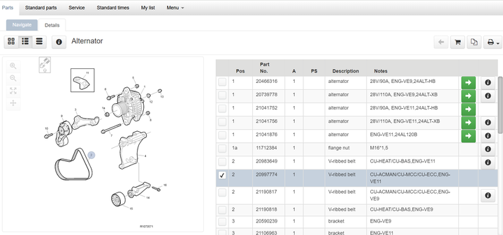 Eurocv Truck Parts VOE 20997774 V-Ribbed Belts 8PK1560 for Volvo Trucks ...