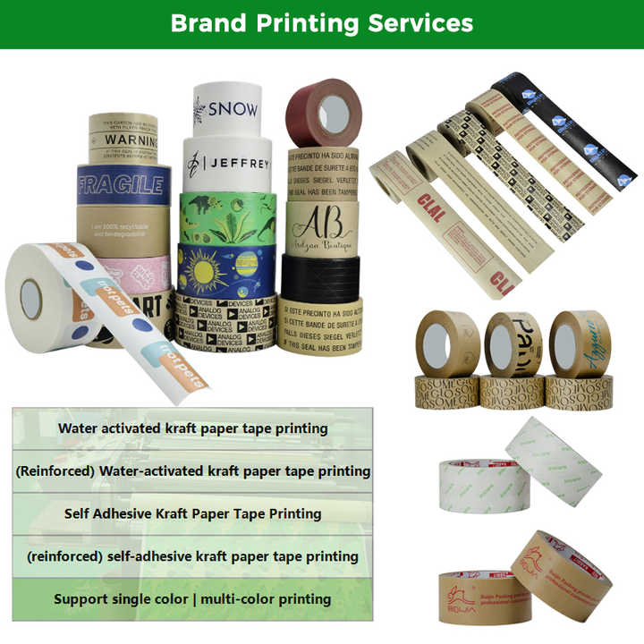 Custom Printed Brand LOGO Water Activated Kraft Paper Tape