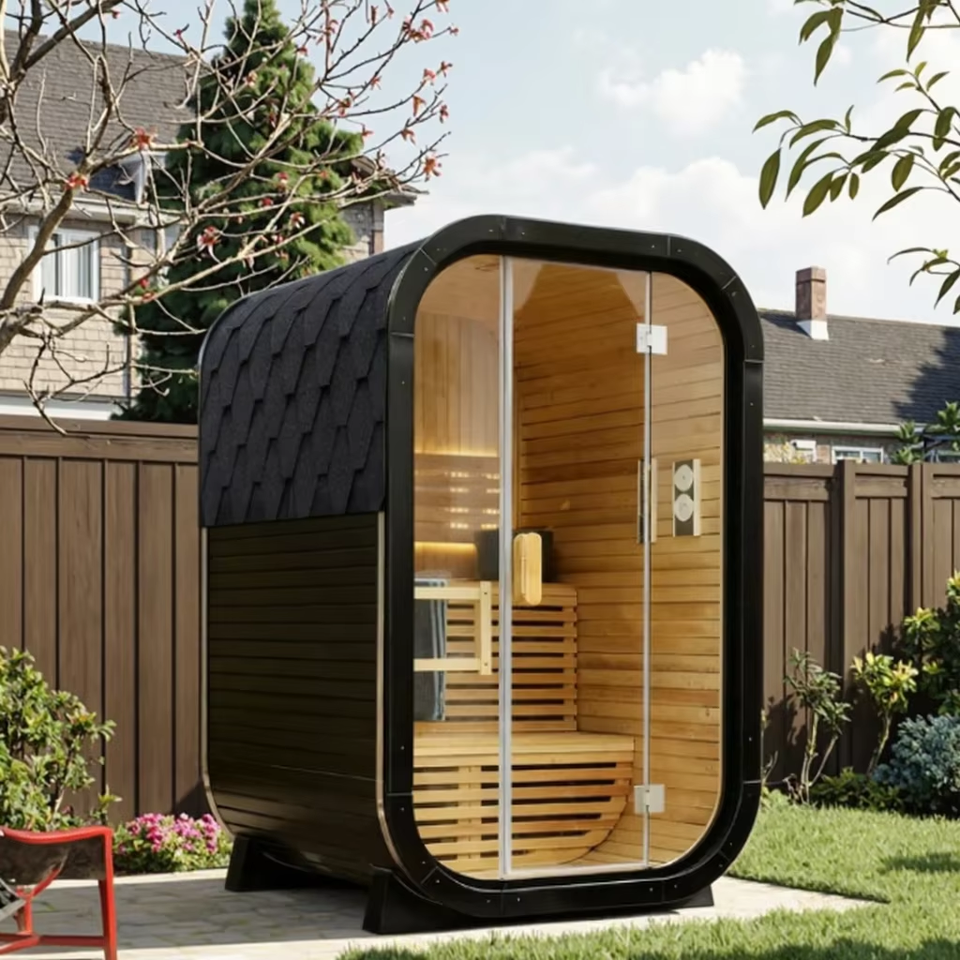 Hemlock/Red Cedar/Carbonized Spruce Traditional Steam Sauna Outdoor ...