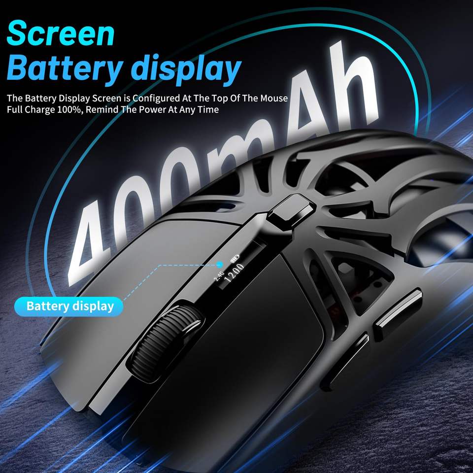 RS8 RGB Wireless Gaming Mouse with 6 Buttons, Ergonomic and Type-C ...