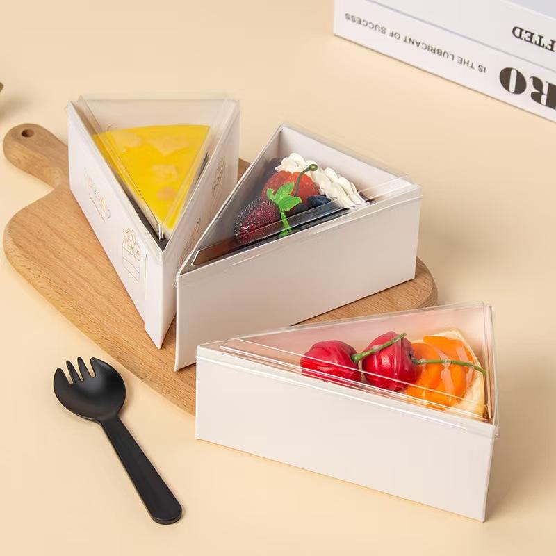 White Triangular Mousse Box, 6-inch and 8-inch Layered Cake Cut Pieces ...