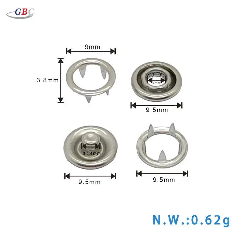 316 Stainless Steel Ring Prong Snap Button with Shank Plating Eco ...