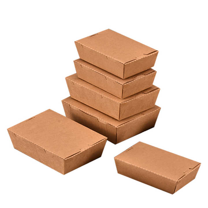 Brown Kraft Paper Food Box Leakproof Grease Oil-proof Disposable Eo ...