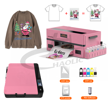 Haolic A3 Pink UV DTF Printer with Laminator - Dual XP600 Heads, Roll ...