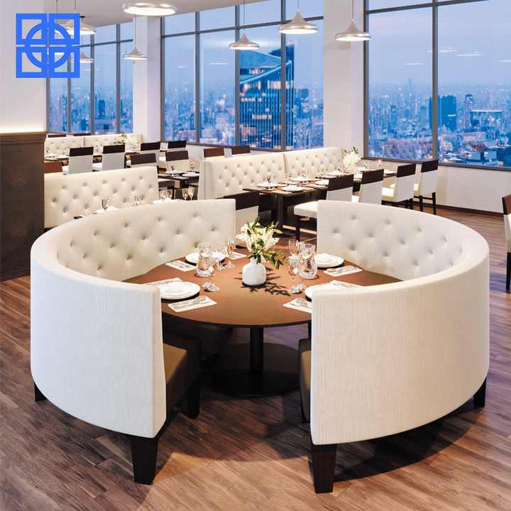 U Shape Wood Restaurant Booths Cafe Restaurant Seating Furniture Round ...