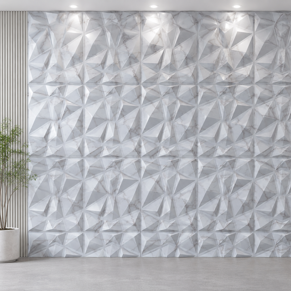3D PVC Decorative Wall Cladding Marble Look Surface Hotel Showroom ...
