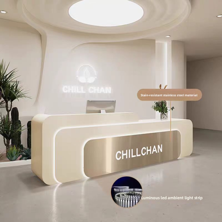 Modern Store Design Style Curved Company Front Desk Reception Counter ...