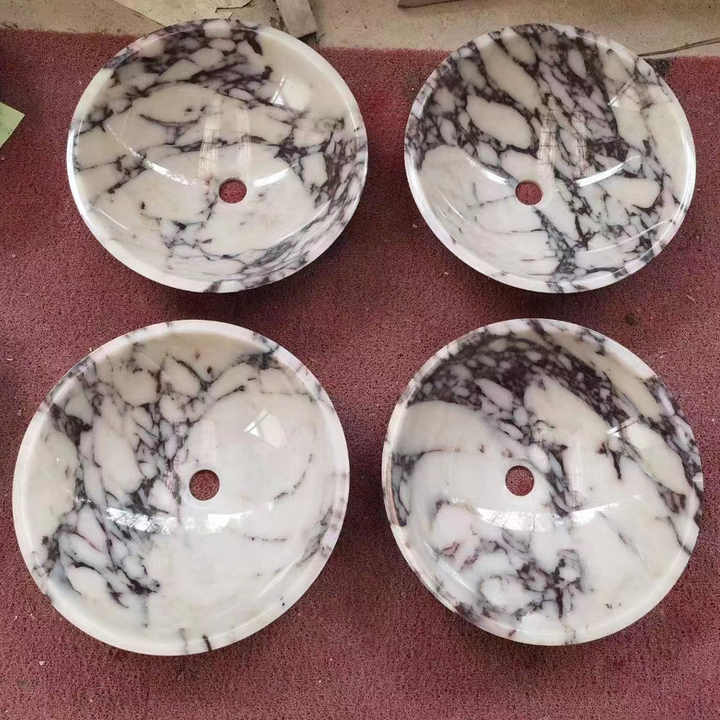 Luxury Calacatta Viola Marble Sink - Oval Stone Wash Basin