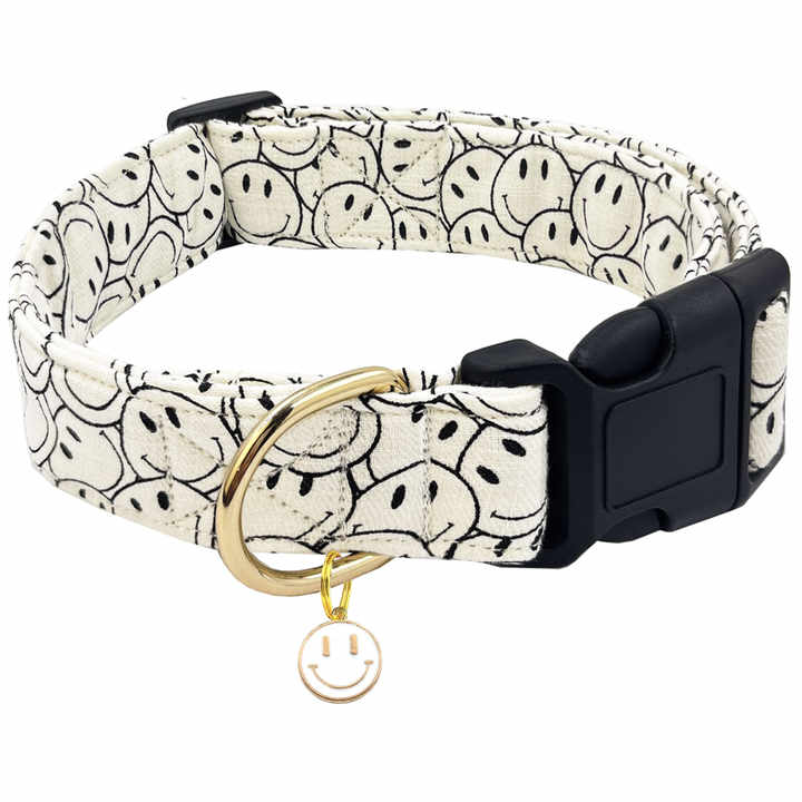 Cotton Handmade Dog Collar Cute and Distinctive Patterns White Smile ...