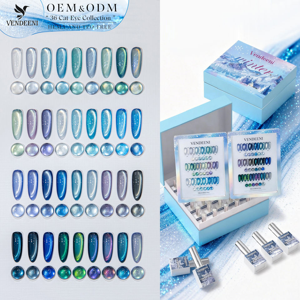 Vendeeni Newest Ice Tyndall Blue Cat Eye Gel Nail Polish Collection ...
