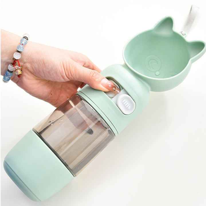 NEW 2 in 1 Leak Proof Portable Dog Travel Bottle for Outdoor Pet Water Drinking Dispenser with ...