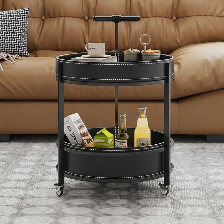 Luxury Living Room Furniture High-end Side Table Saddle Leather Small ...