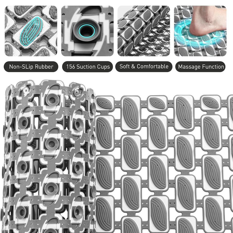 BEHE Model 009 Thin Square TPE Anti-Slip Mat for Bathroom Toilet Shower ...