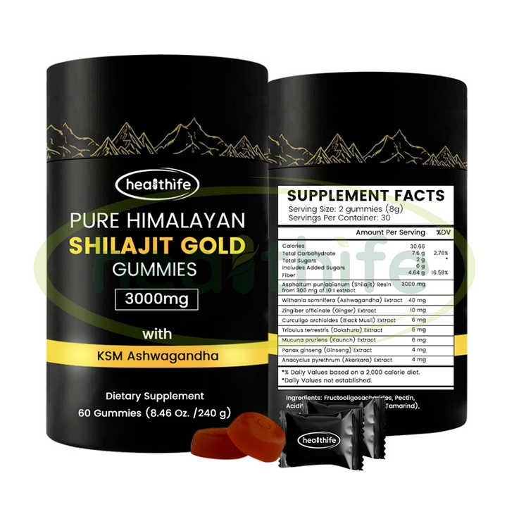 Private Label Bag Organic Ashwagandha Shilajit Gold Gummies Pure ...