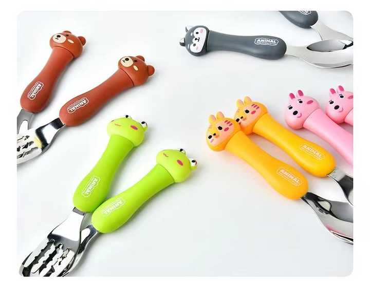 Tableware Cartoon Kids Spoon and Fork Set Dessert Spoon for Children ...