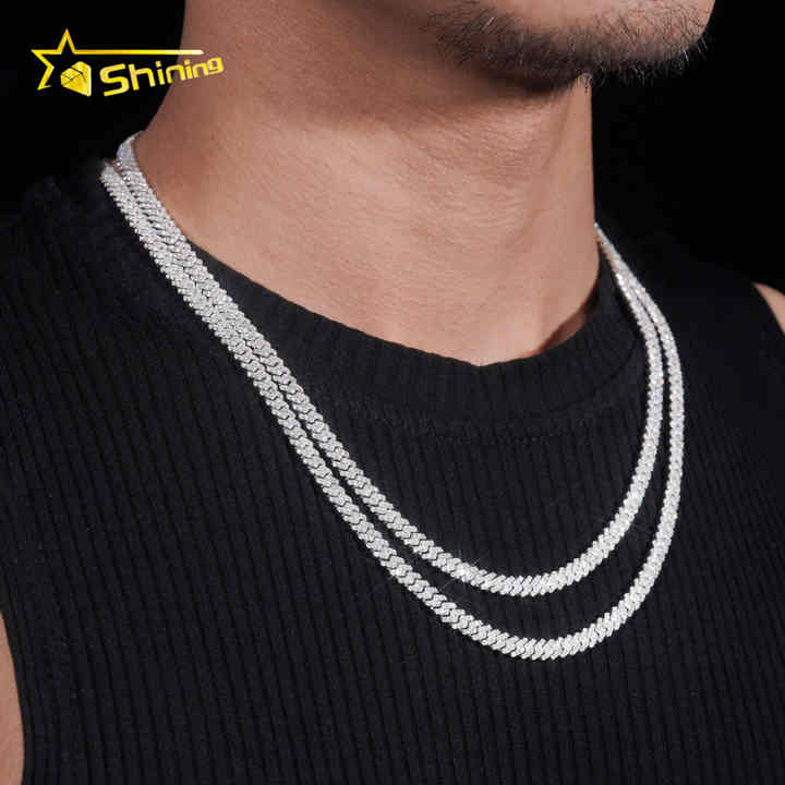 New Style 925 Sterling Silver Cuban Link Chain with Moissanite