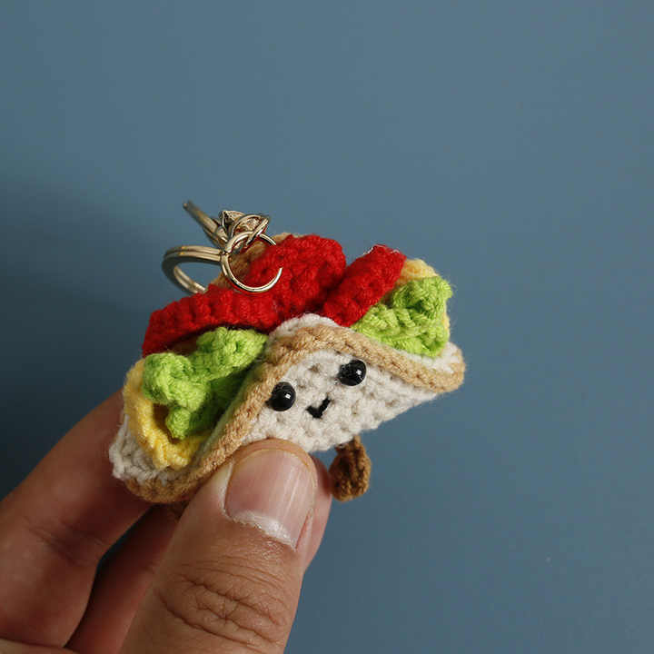 Cute Crochet Sandwich Keychain Handmade Knitting Bread Food Doll ...