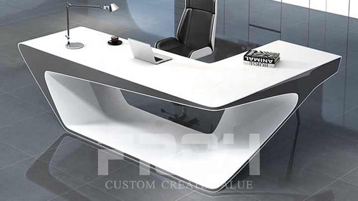Ergonomic White Modern CEO Luxury Laptop Home Executive Office Desk