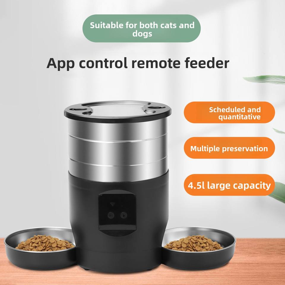 New Stainless Steel Smart Pet Feeder, WiFi, Timed Portion Feeding, 4.5L ...