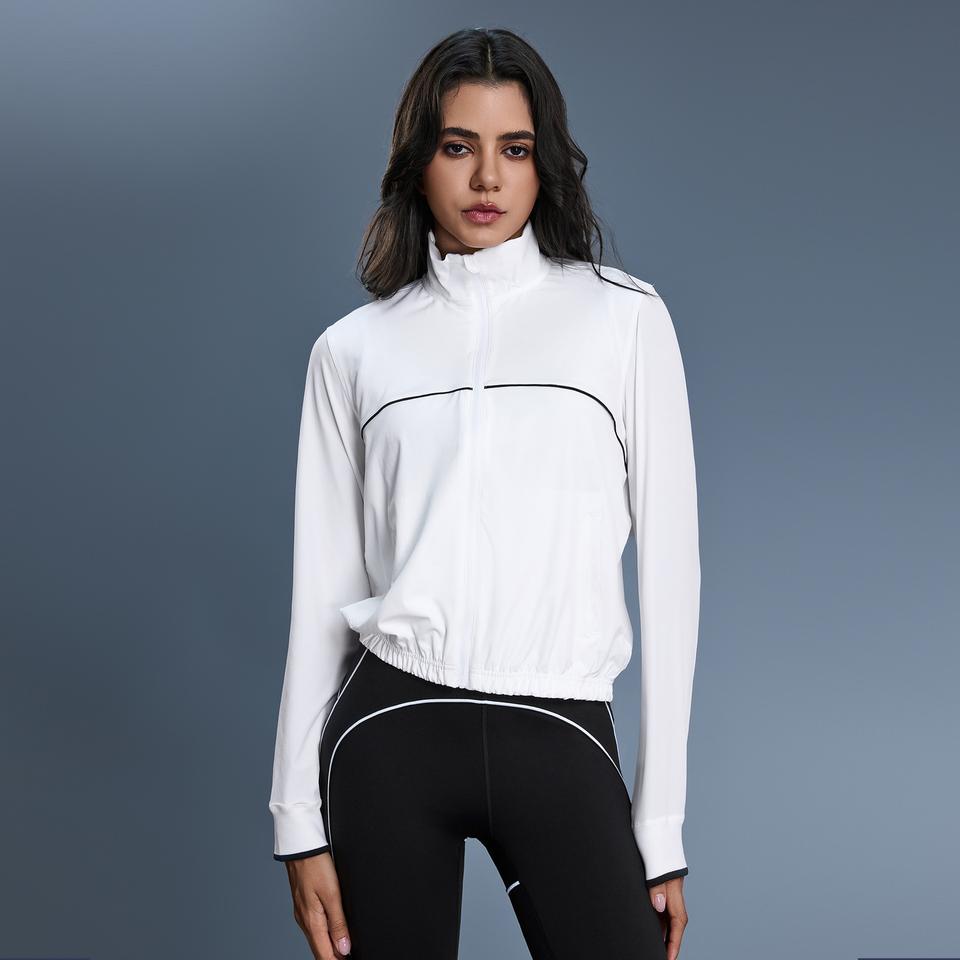 Solid Color Stand Up Windproof Zipper Slanted Pocket Women ...