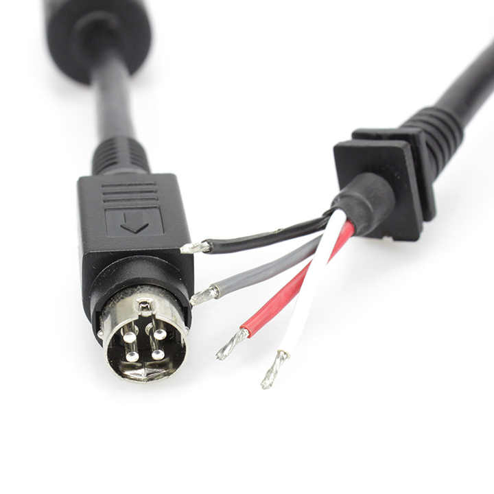 4 pin DIN connector male to pigtail end S-Video cable strain relief ...