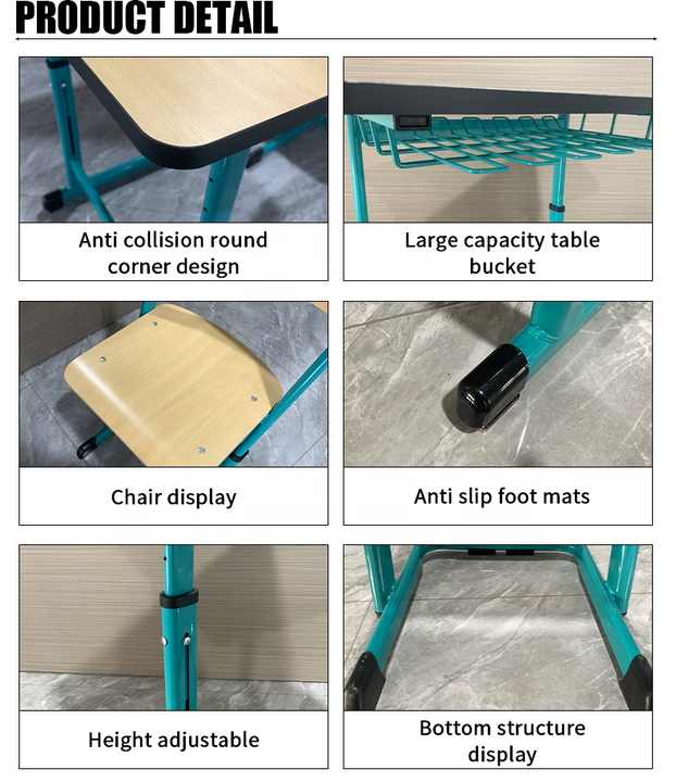 Single Seat Wooden Study Table Adjustable School Classroom Furniture ...