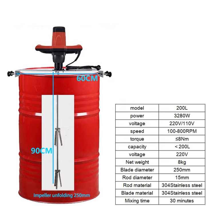 Efficient 200L Drum Tank Agitator - Easy Operation & Safety