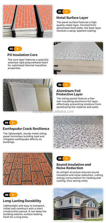 Metal Surface Thermal Insulation Board 16mm 20mm Polyurethane PU Sandwich Panels Decorative ...