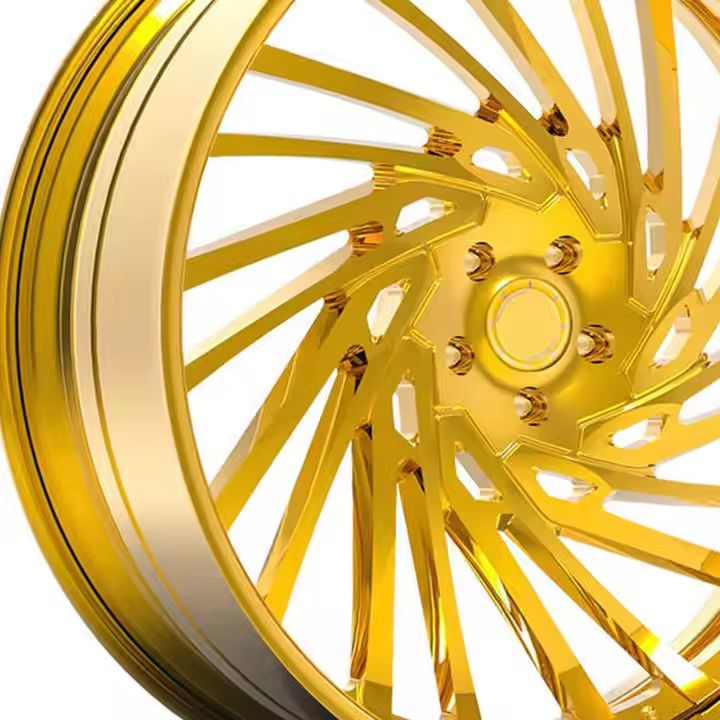 Forged Wheels in Gold Plated 19-26 Inch Deep Dish Spoke 2-Piece Car ...