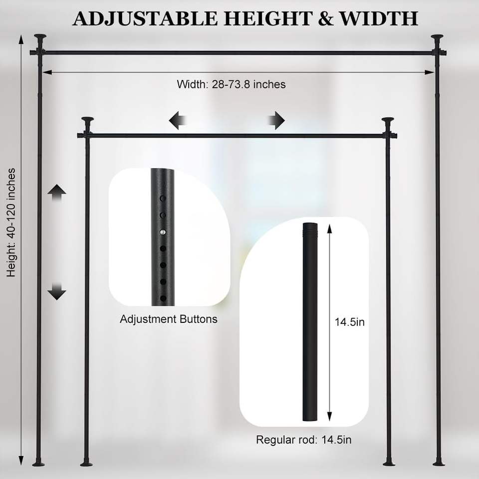 ARDOOY 25mm Free Standing Metal Partition Rod - Retractable